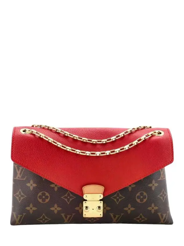 LOUIS VUITTON Pallas Chain Monogram Canvas And Calfskin Shoulder Bag - Cerise