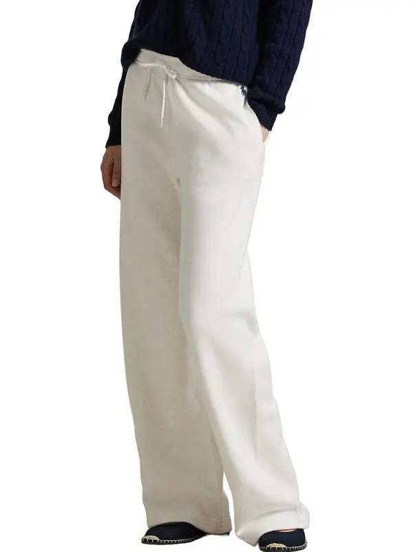 Ralph Lauren Drawstring Fleece Wide-leg Sweatpant - White