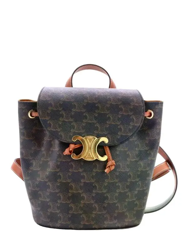 Celine Bonnie Triomphe Coated Canvas Mini Backpack - Brown