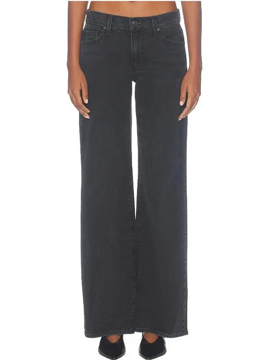 Paige Dana Low Rise Relaxed Slouchy Straight Jeans In Black - Rush