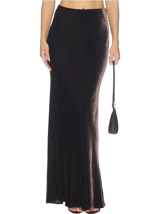 L'AGENCE Zeta Long Skirt In Brown - Dark Java