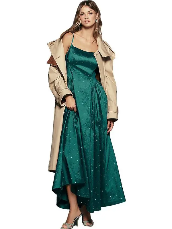 HUTCH Cotton Blend Fit-and-flare Maxi Dress - Emerald