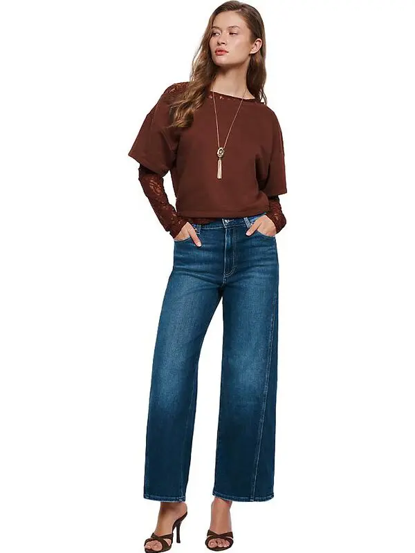 Paige Anessa Petite High Rise Wide Leg Jeans - Hamptons