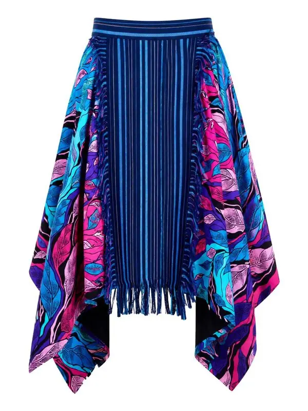 GNG VOGUE Idia Blue Asooke Skirt - Blue/pink