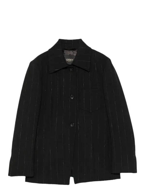 Seventy Pinstripe-print Chest-pocket Jacket - Black