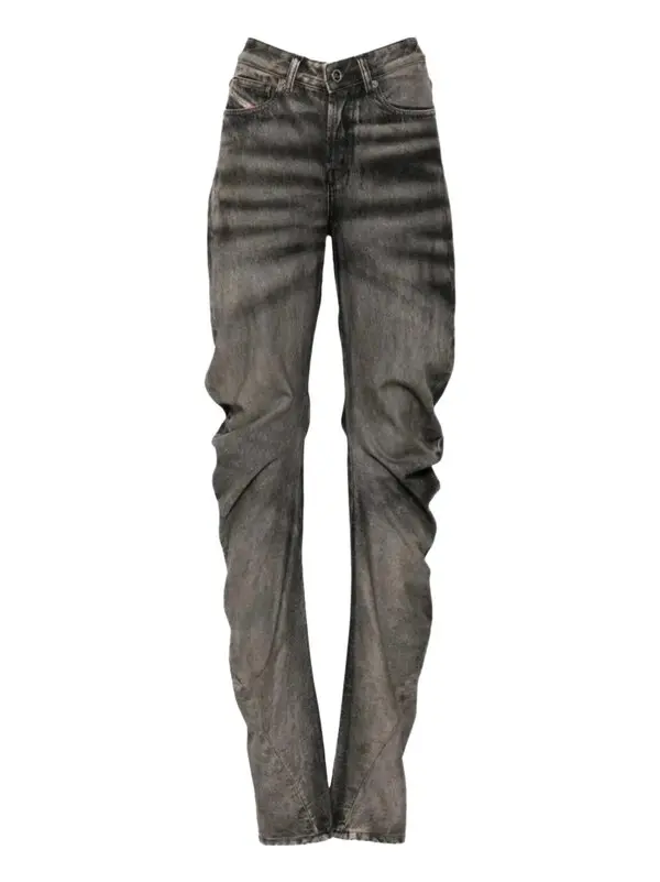 DIESEL® Faded-effect Panelled Jeans - Grey