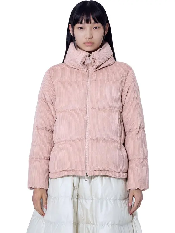 Moncler Lumineux Corduroy Short Down Jacket - Pink