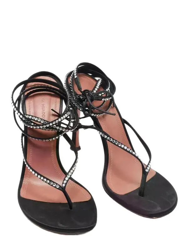 Amina Muaddi Cora Crystal-embellished Sandals - Black