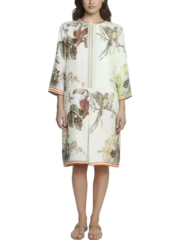 Balenciaga Printed Pleated Midi Dress - Neutrals