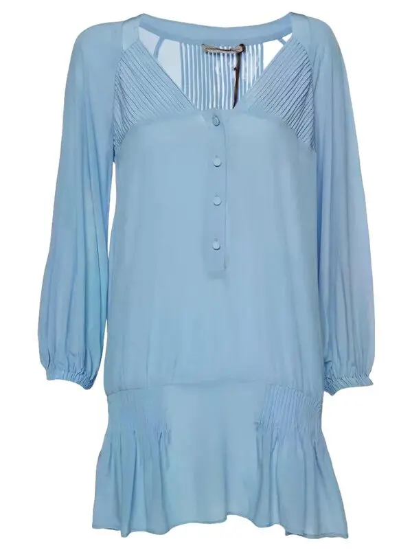 Ermanno Scervino Pintuck Detail Tunic Mini Dress - Blue