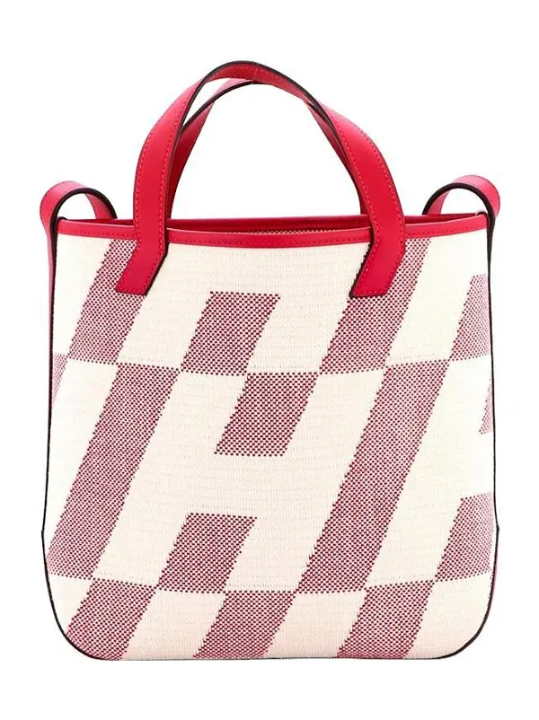 Hermès 27 Cabas H En Biais Tote Canvas With Leather - Pink