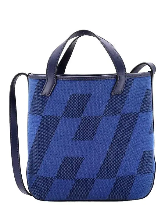 Hermès 27 Cabas H En Biais Tote Canvas With Leather - Blue