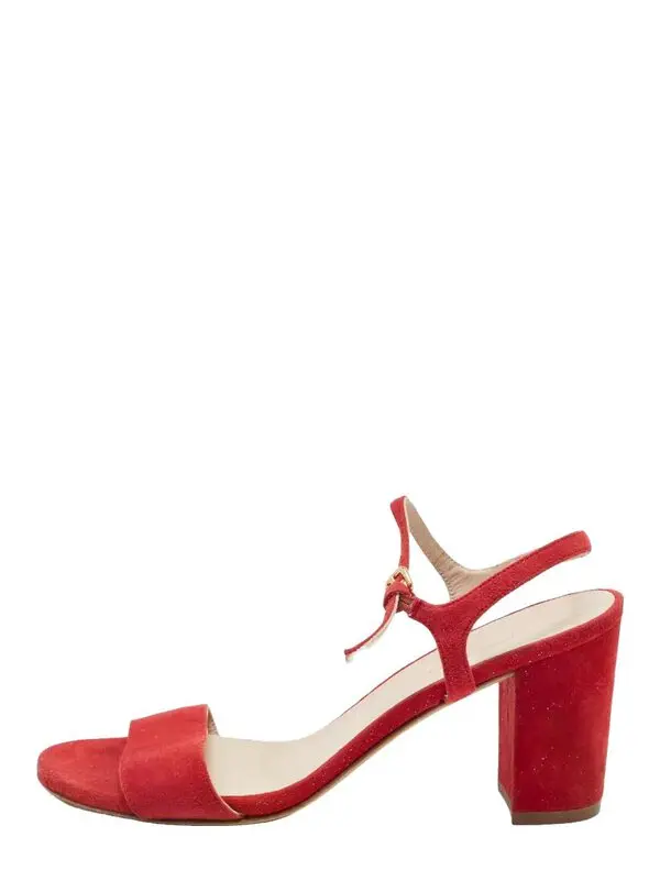 STUART WEITZMAN Suede Ankle Strap Sandals - Red