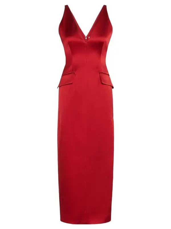 Sportmax Extra V-neck Long Dress - Ruby
