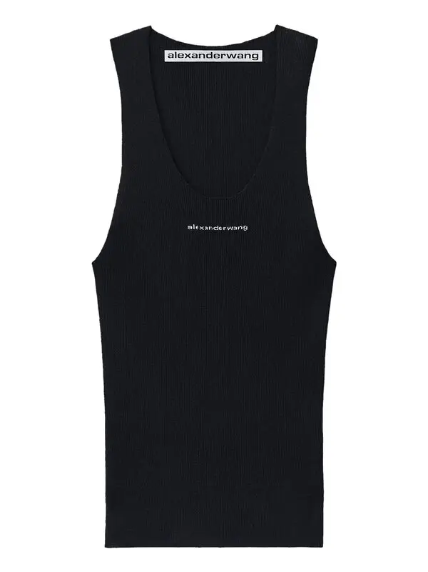 Alexander Wang Jacquard Logo Racer Tank - Black