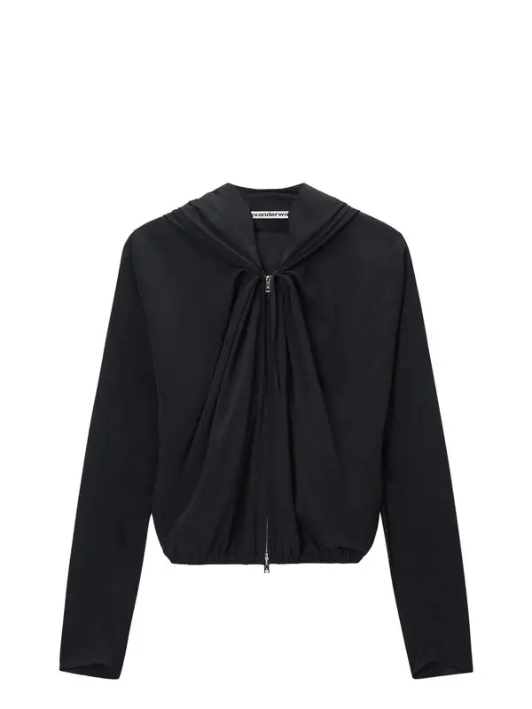 Alexander Wang Pleated Neckline Hoodie - Black