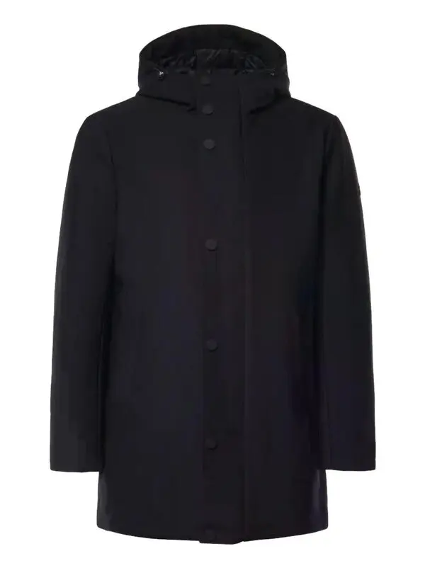 HESKIMO Hooded Button-fastening Coat - Black