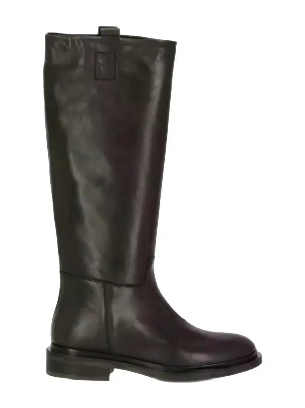 JULIE DEE Round-toe Leather Boots - Brown