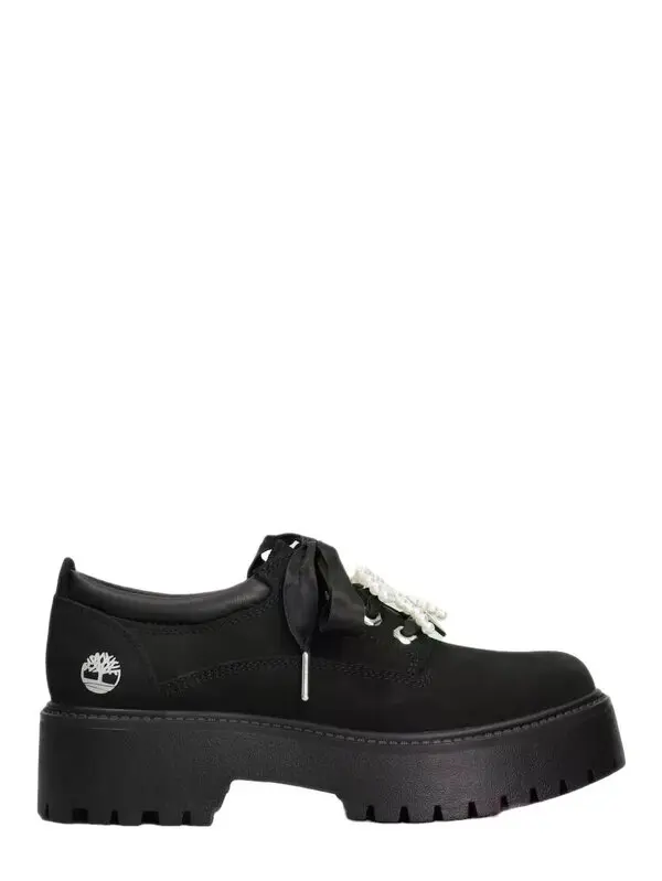Timberland Stone Street Faux-pearl-embellished Platform Lace-up Shoes - Black
