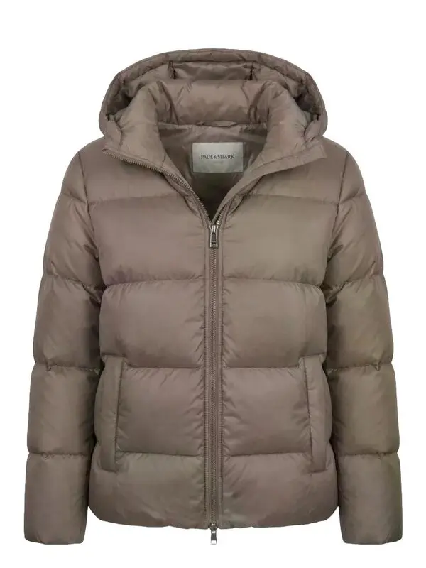 Paul & Shark Quilted Hooded Puffer Jacket - Neutrals