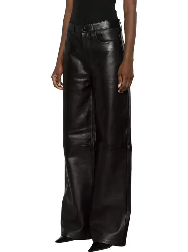 LOIS Leather Wide-leg Trousers - Black