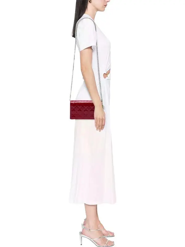 Dior 2020 Patent Cannage Lady Chain Convertible Clutch Crossbody Bag - Red