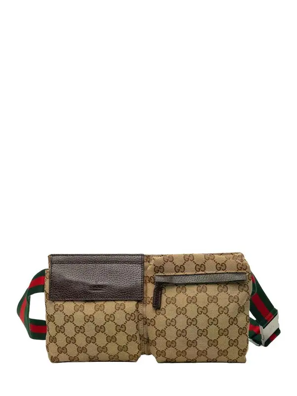 Gucci 2000-2015 Gg Canvas Web Double Pocket Belt Bag - Neutrals