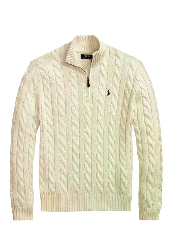 Polo Ralph Lauren Cable-knit Quarter-zip Sweater - Neutrals