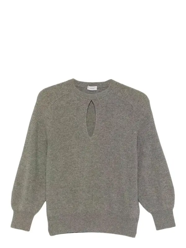 Agnona Cut-out Ribbed-knit Sweater - Neutrals