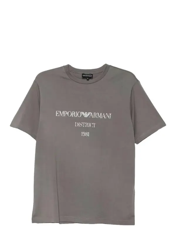 Emporio Armani Logo-print Cotton T-shirt - Grey
