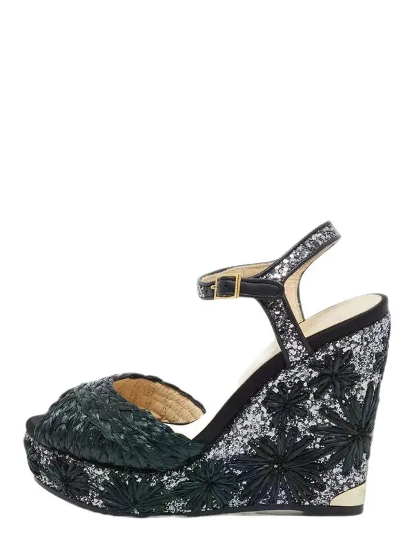 JIMMY CHOO Perla Braided Wedge Sandals - Black