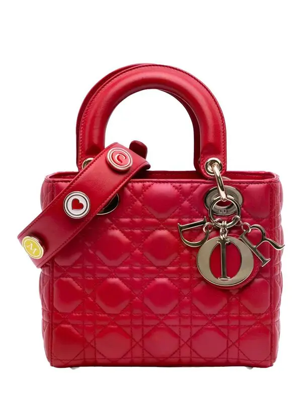 Dior 2016 Small Lambskin Cannage My Abcdior Lady Satchel - Red