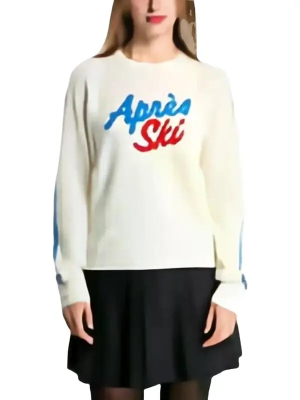 MC2 SAINT BARTH Off-white New Queen Crew-neck Knit Sweater With Après Ski Embroidery - Neutrals