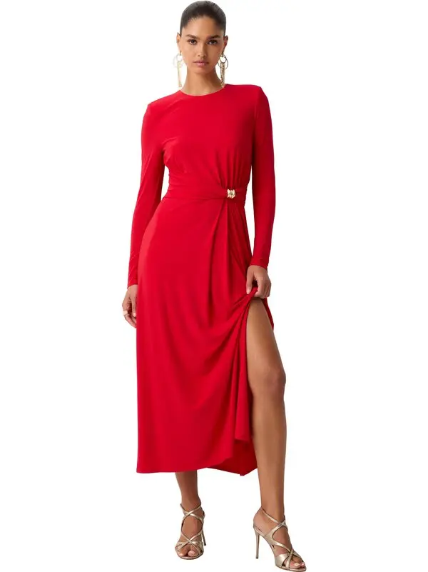Ramy Brook Piper Embellished Jersey Midi Dress - Ruby
