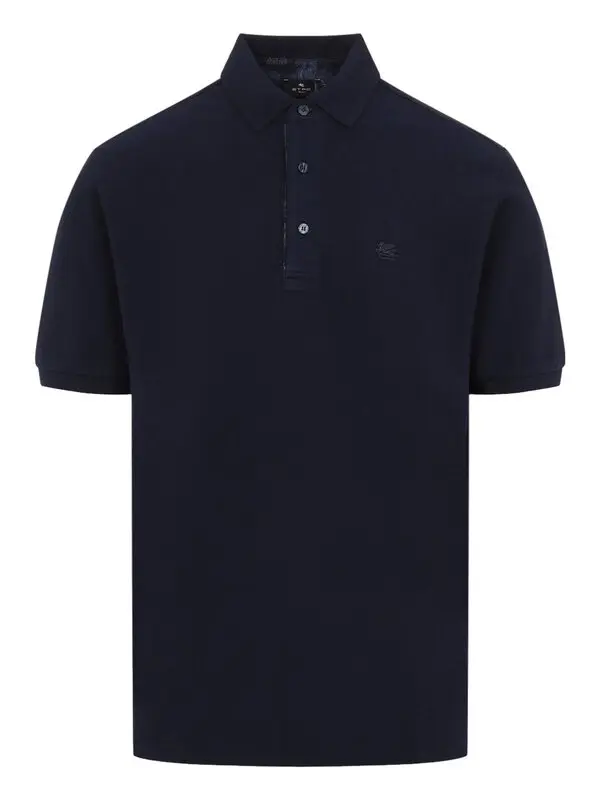 Etro Roma Printed Detail Polo - Blue