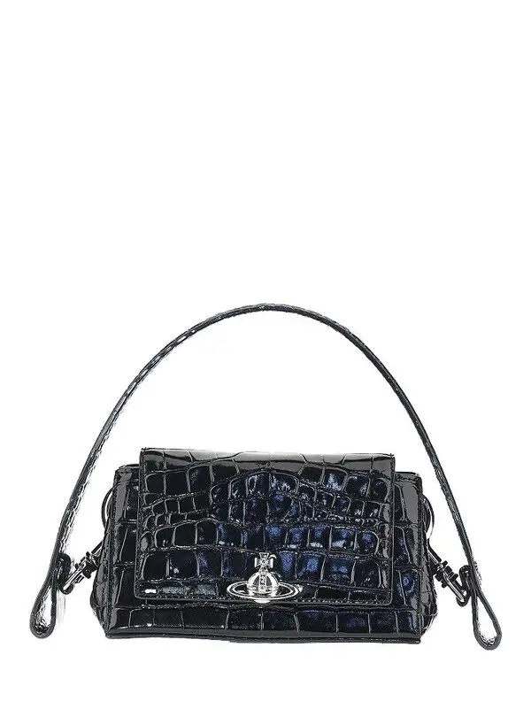 VIVIENNE WESTWOOD Croco-embossed Leather Small 'hazel' Bag - Black