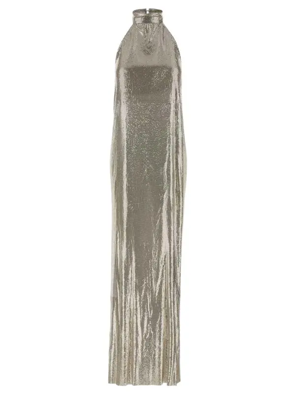 Stella McCartney Chainmail Halterneck Gown - Silver