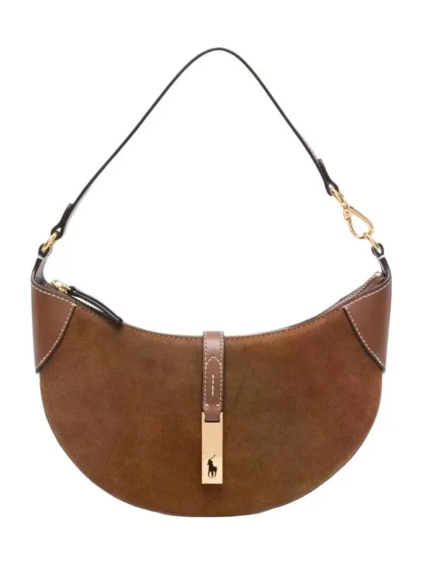 Polo Ralph Lauren Id Suede-panel Shoulder Bag - Brown