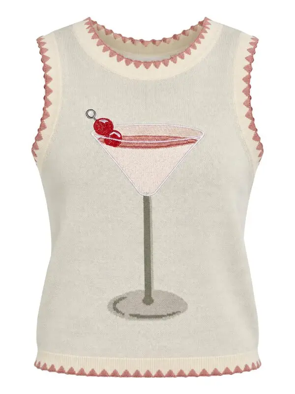 ANOTHER GIRL Martini Embroidered Vest - Pink