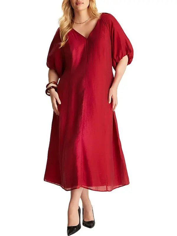 ESTELLE Adriella Bubble Sleeve Dress - Raspberry