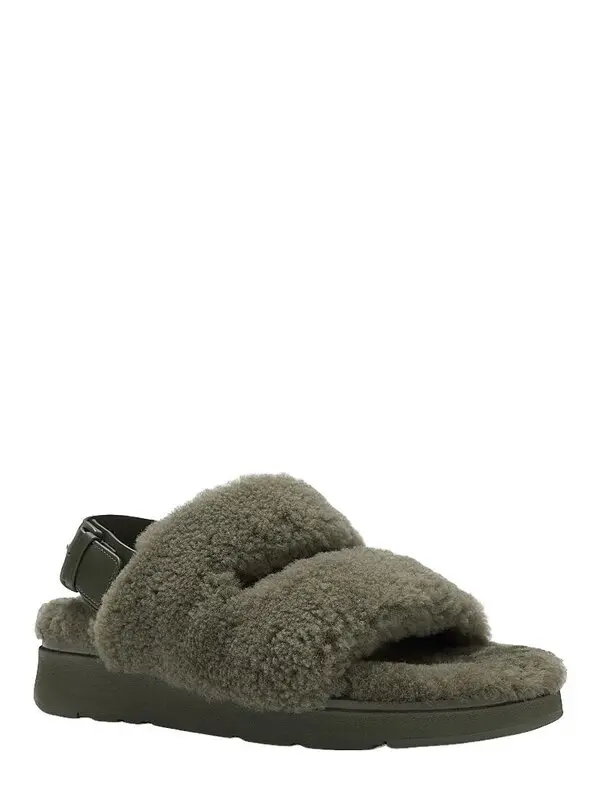 Fitflop Gen-ff Shearling Two Strap Sandals - Deep Olive