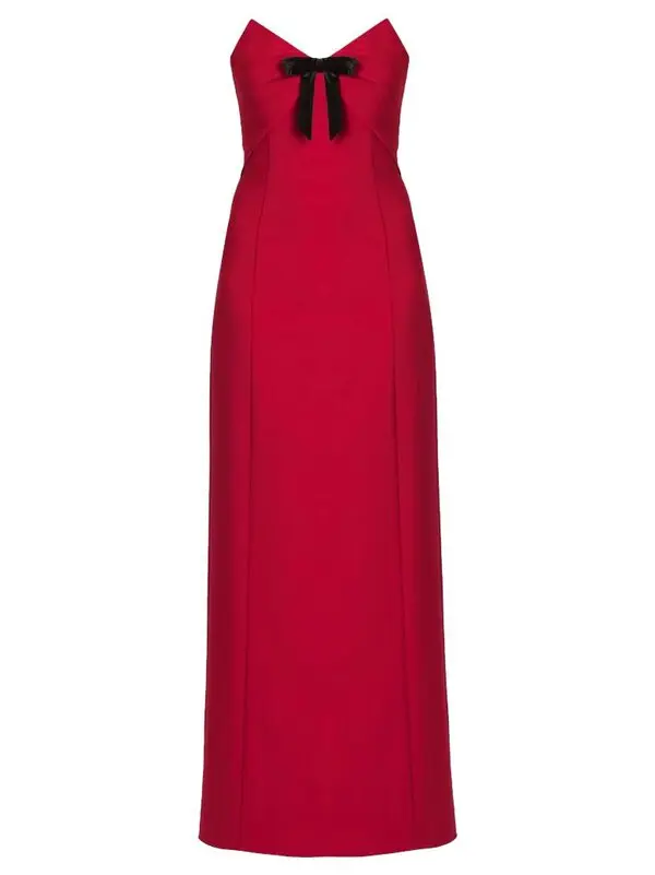 Shoshanna Brielle Strapless Bow Column Gown - Ruby