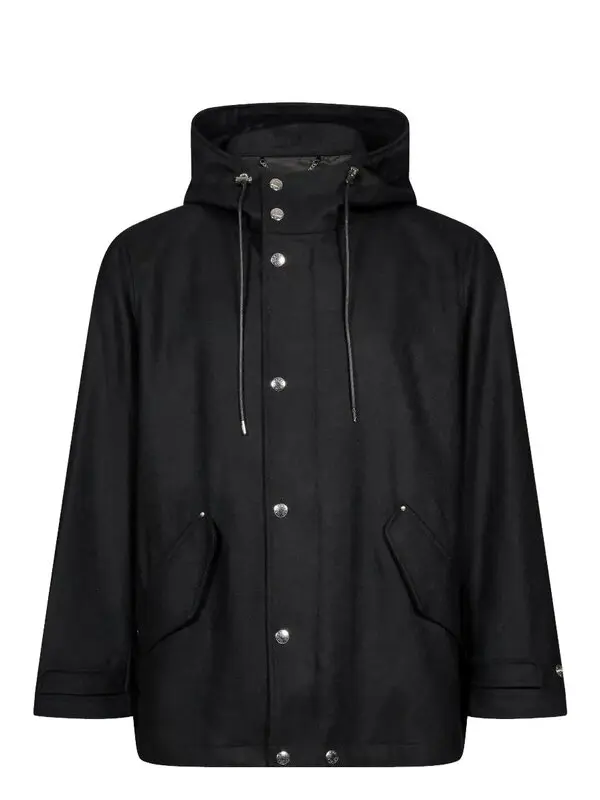 Mackintosh Hooded Press-stud Coat - Black