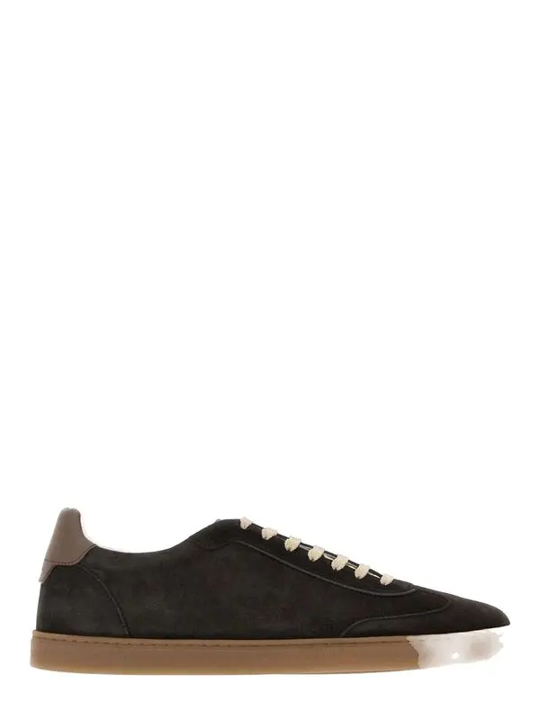 Brunello Cucinelli Dark Suede Sneakers - Brown
