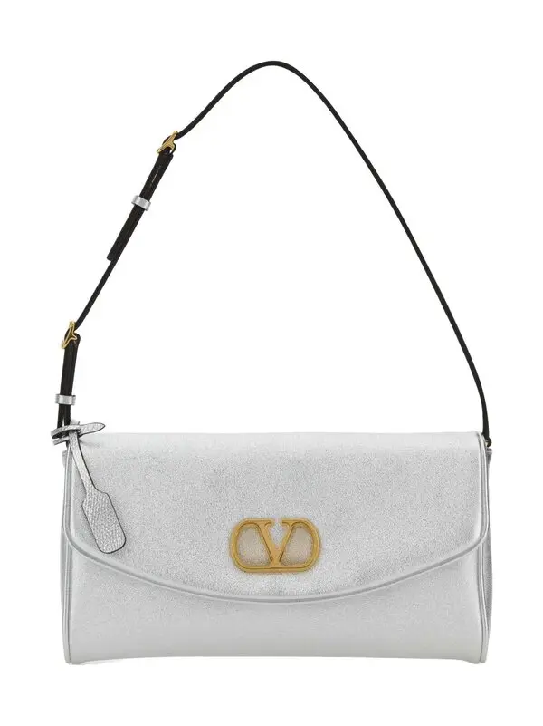 Valentino Garavani Nappa Leather Devain Shoulder Bag - Silver