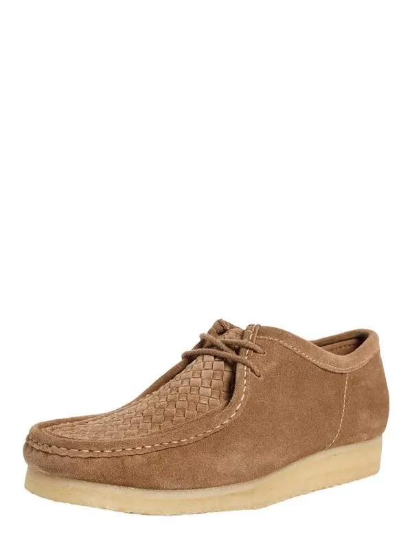 Clarks Woven Suede Wallabee Shoes - Tan Weave