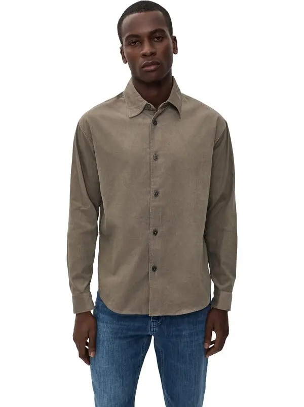 FRAME Micro Corduroy Shacket - Mud Grey
