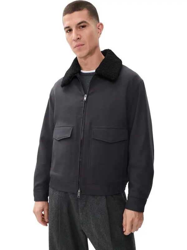 Theory Zip Aviator Jacket - Phantom Grey