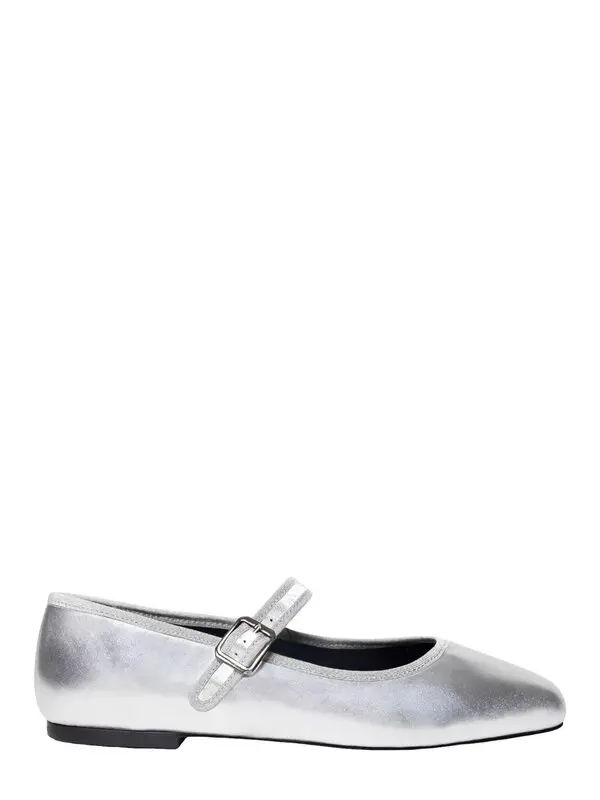 WIDERRY Wide Fit Ballet Flats · Amaia · Argent - Silver