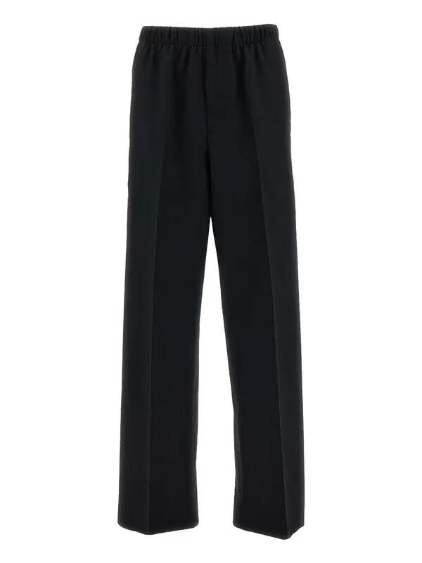 Bottega Veneta Pantaloni In Lana Grain De Poudre - Nero